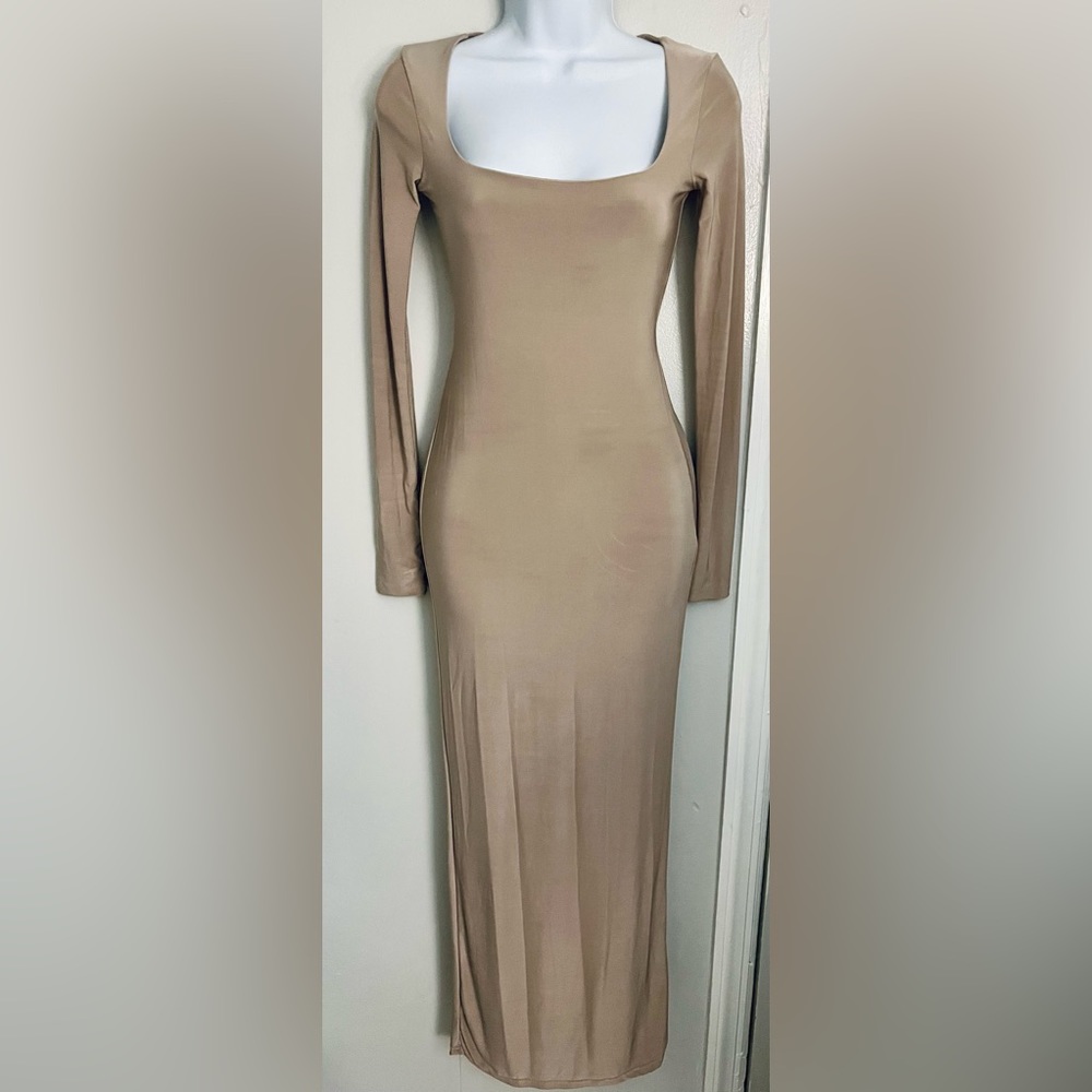 Tan Long Sleeve Maxi Dress - Gem